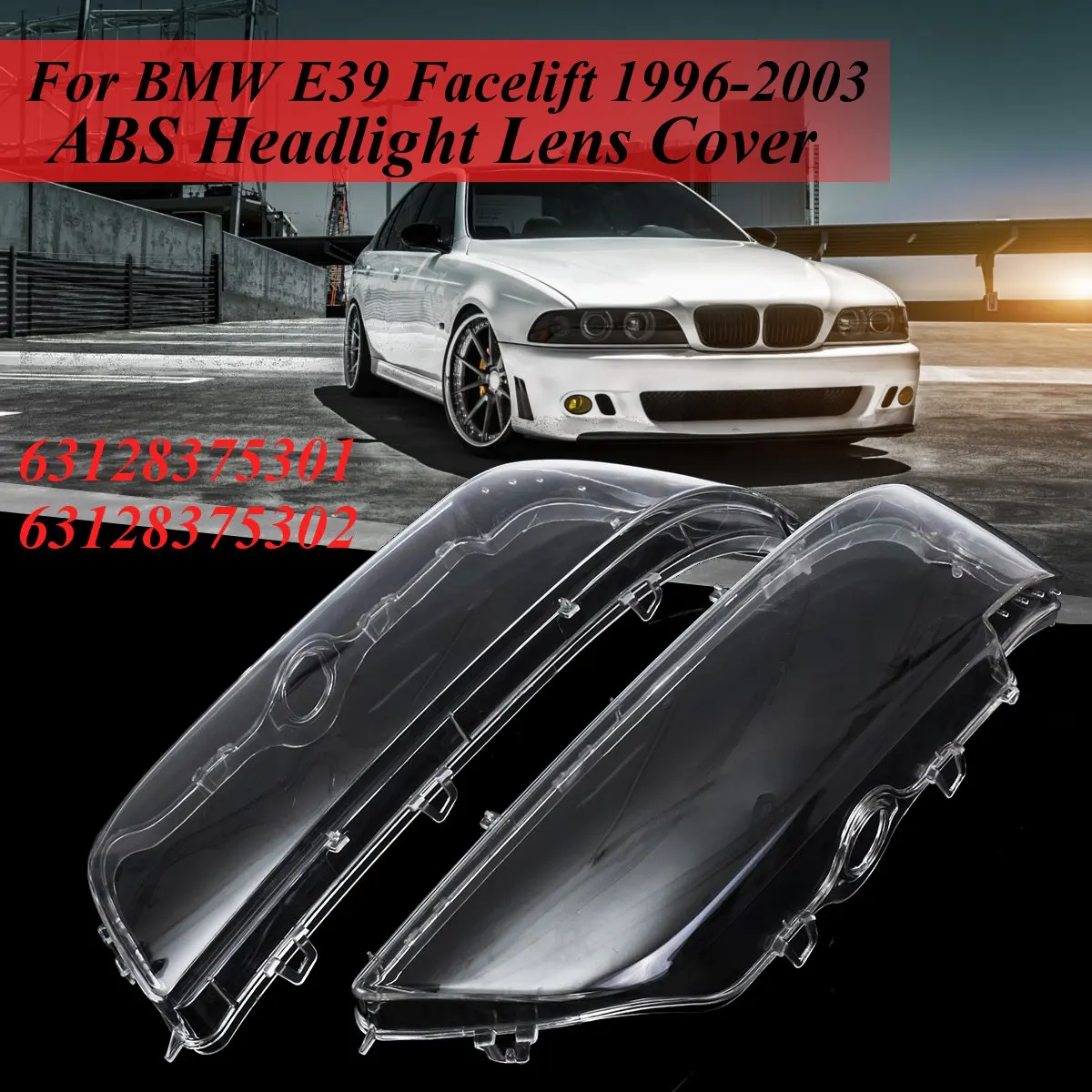 For BMW E39 Facelift 1996-2003 Car Headlight Cover Shell Headlight lamp ...