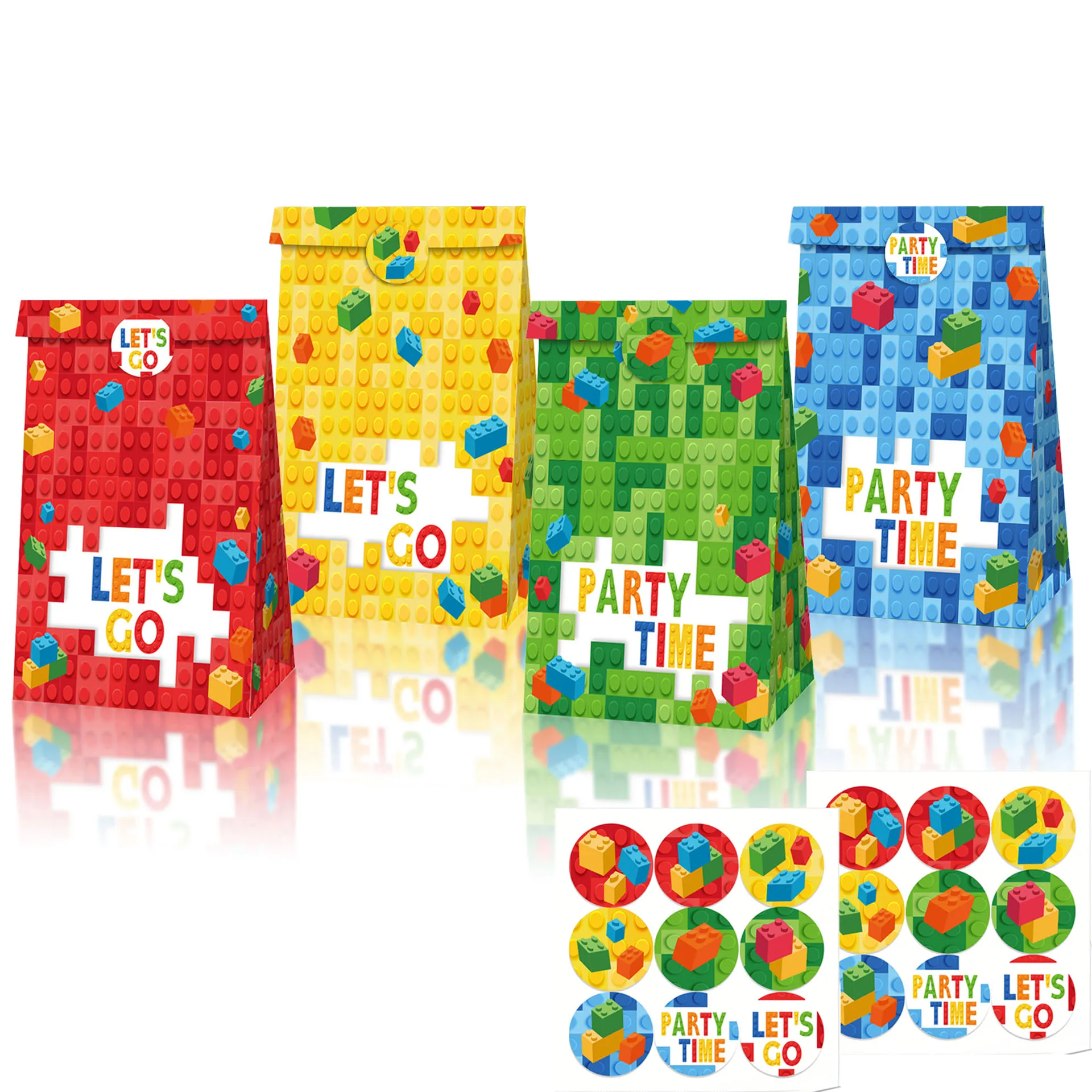 Building Block Gift Bags And Stickers Bricks Candy Treat Bags Goodie ...