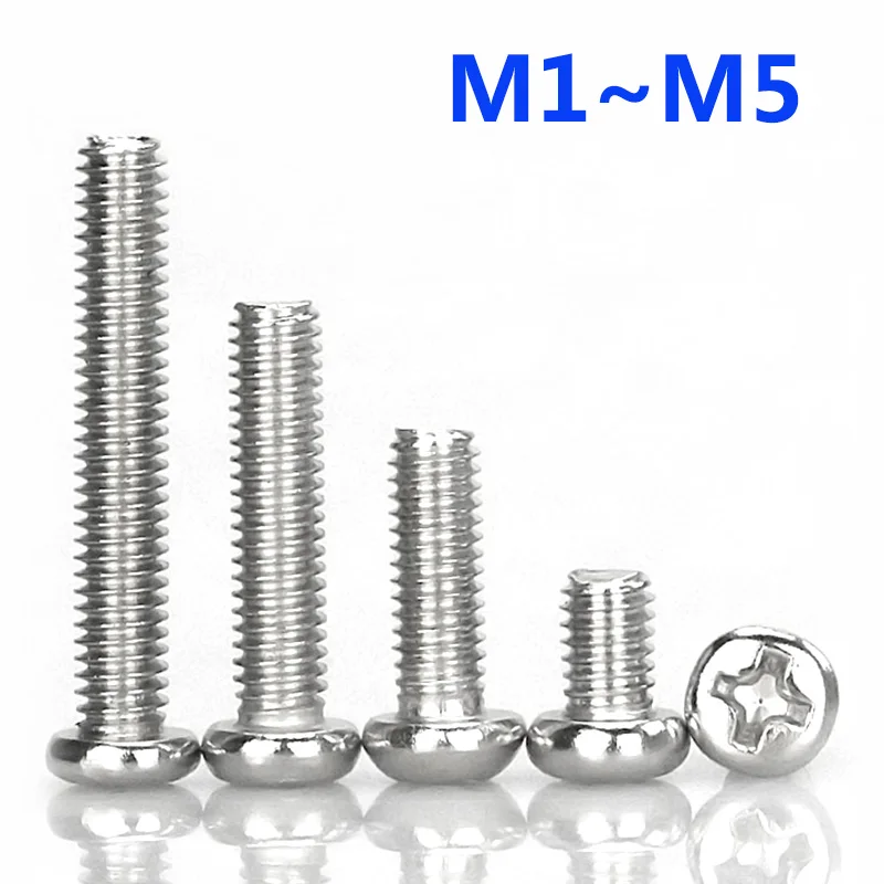 10-100pcs-M1-M2-M2-5-M3-M4-M5-Pan-Head-Philips-Machine-Screw-Steel ...