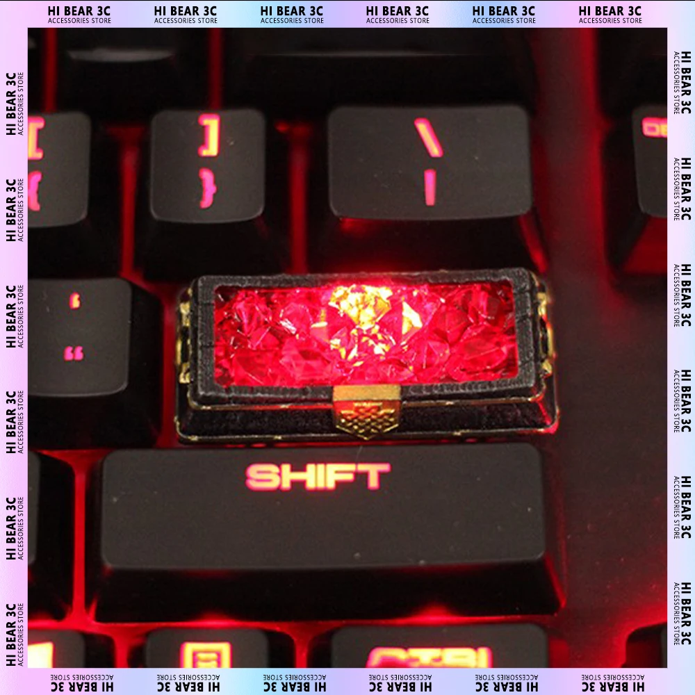 Flame-Crystal-Keycaps-Light-Transmission-Custom-Resin-Keycap-Three ...