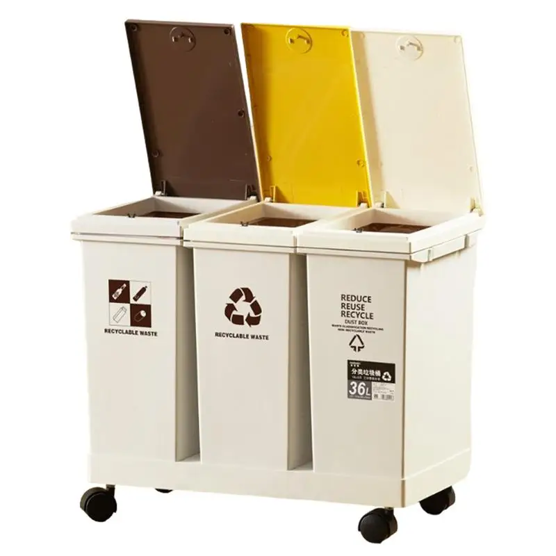 36L-Kitchen-Garbage-Bin-3-Compartment-Waste-Bin-Removable-Thickened ...