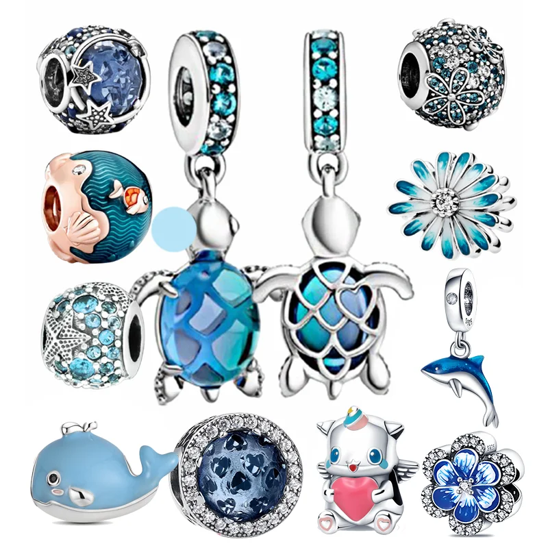 2022-New-Ocean-Blue-Sea-Turtle-Dangle-Bead-fit-Original-Pandora-Charms ...