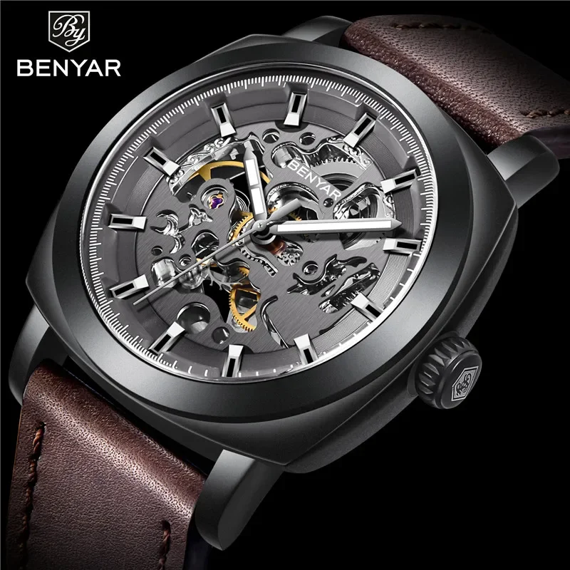 Benyar-Automatic-Mechanical-Men-Watch-Skeleton-Male-Clock-Top-Brand ...