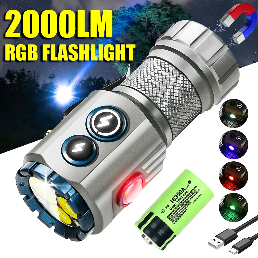 New-Upgrade-3-LED-Flashlight-With-RGB-Side-Lamp-Type-C-Rechargeable ...