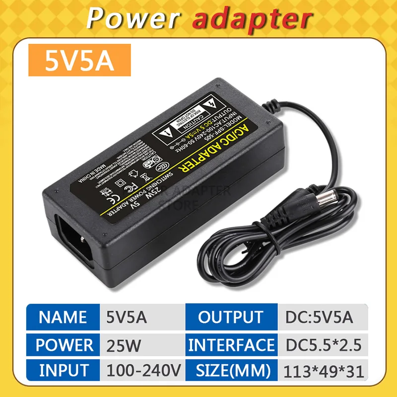 DC-5V-5A-Power-Supply-Adapter-AC-100-240V-to-DC-5V-5A-Switching ...