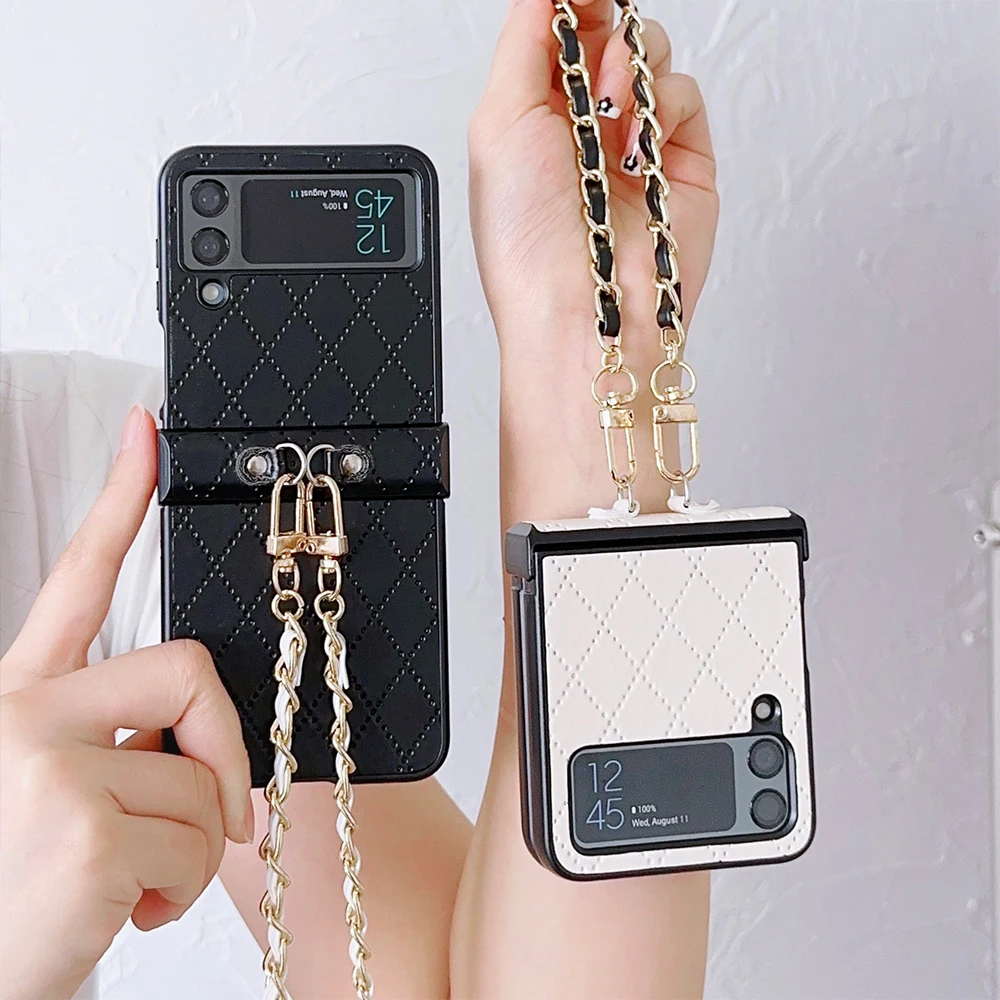 Chain-Wrist-Strap-Leather-Case-for-Samsung-Galaxy-Z-Flip-3-4-5G-Z-Flip3 ...