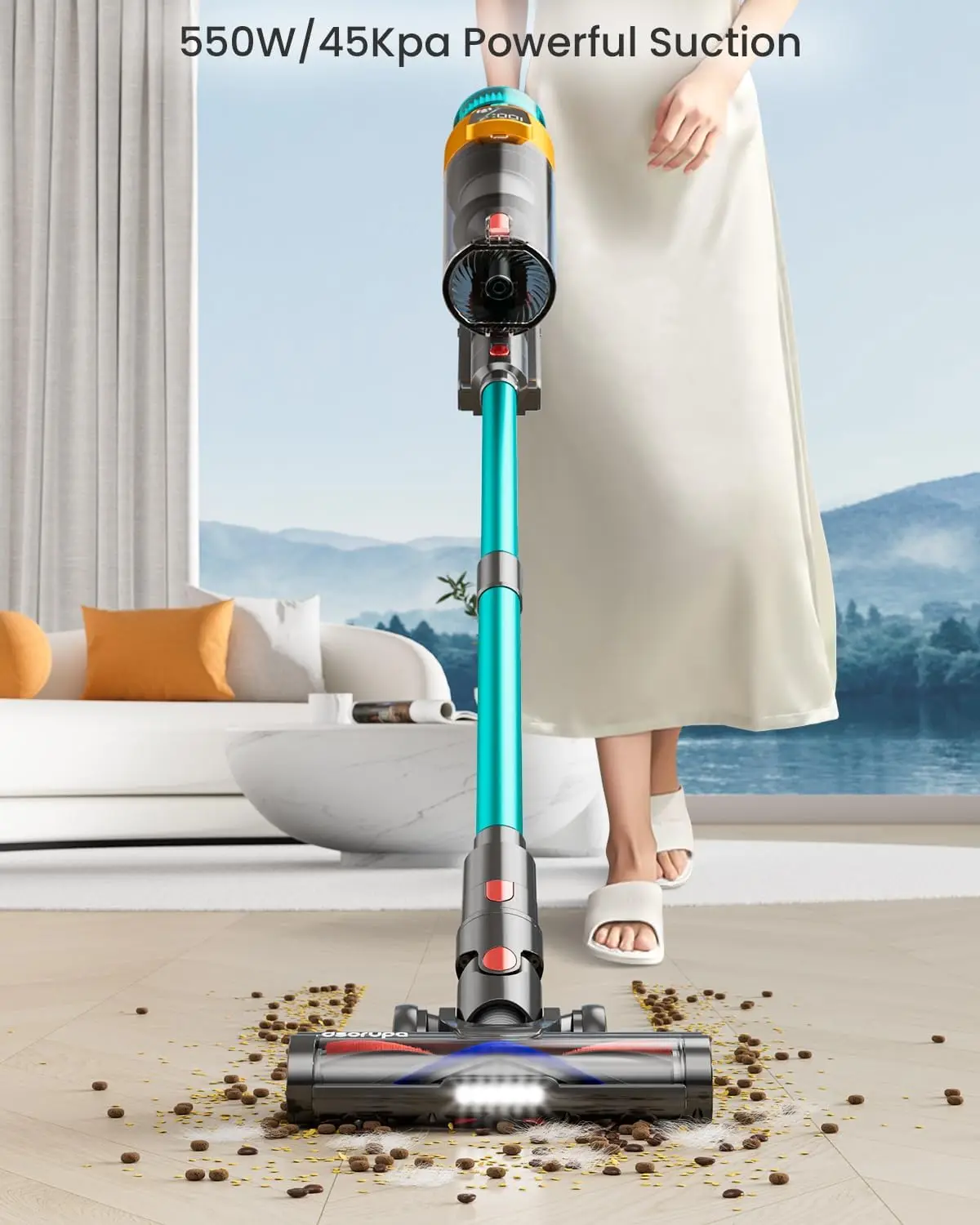 Cordless Vacuum Cleaner, 550W 45KPA 70Mins Vacuum Cleaners for Home ...