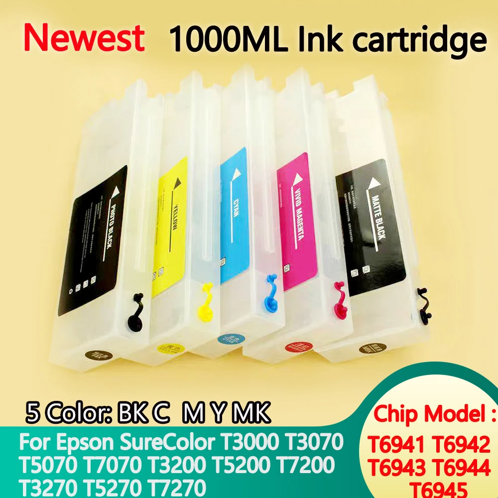 1000 мл, 5 цветов, T6941-T6945 T6941, пустой многоразовый картридж для ...