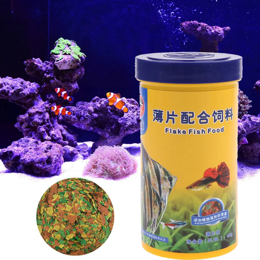 1Bottle Fish Flakes For Tropical Fish Marine Ornamental Aquarium Fish ...