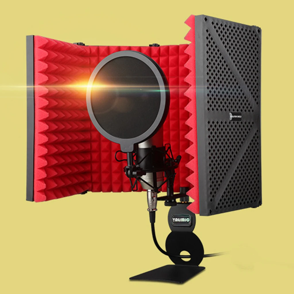 Professional-Microphone-Isolation-Shield-Pop-Filter-Mic-Sound-Absorbing ...