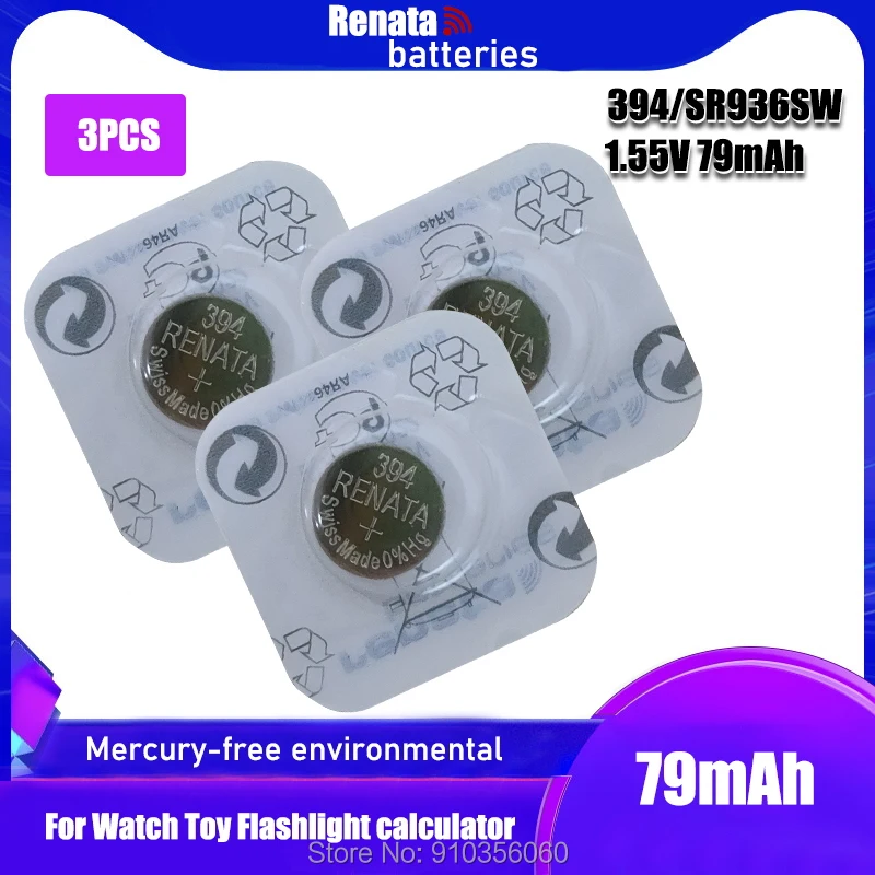 3PCS-Renata-394-100-Original-Brand-New-Silver-Oxide-Watch-Battery-LONG ...