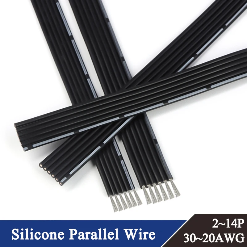 1~50m Fexible Silicone Parallel Wire 2P/4P/6P/8P/10P Ultra Soft 30/28 ...