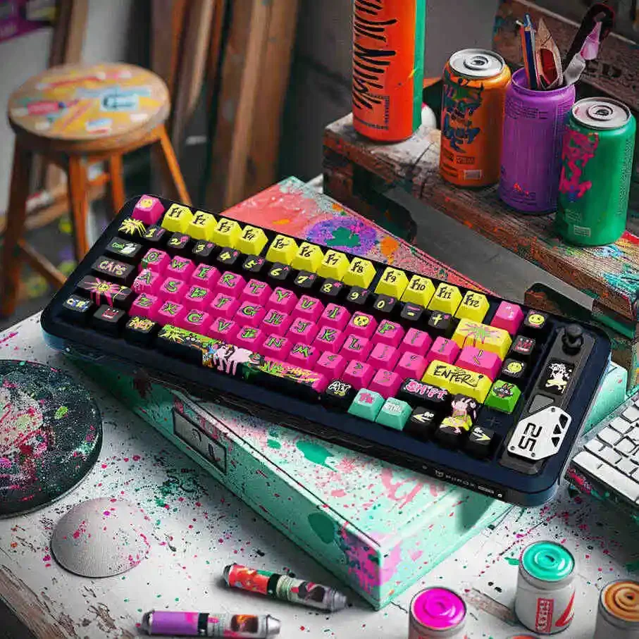 Graffiti Madman Artist Collaboration 146 Keys KeyCap Set PBT Thermal ...