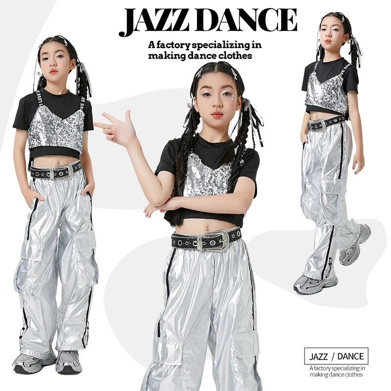 2025 New Sequin Vest Sliver Pants Kpop Outfits For Girls Group Jazz ...