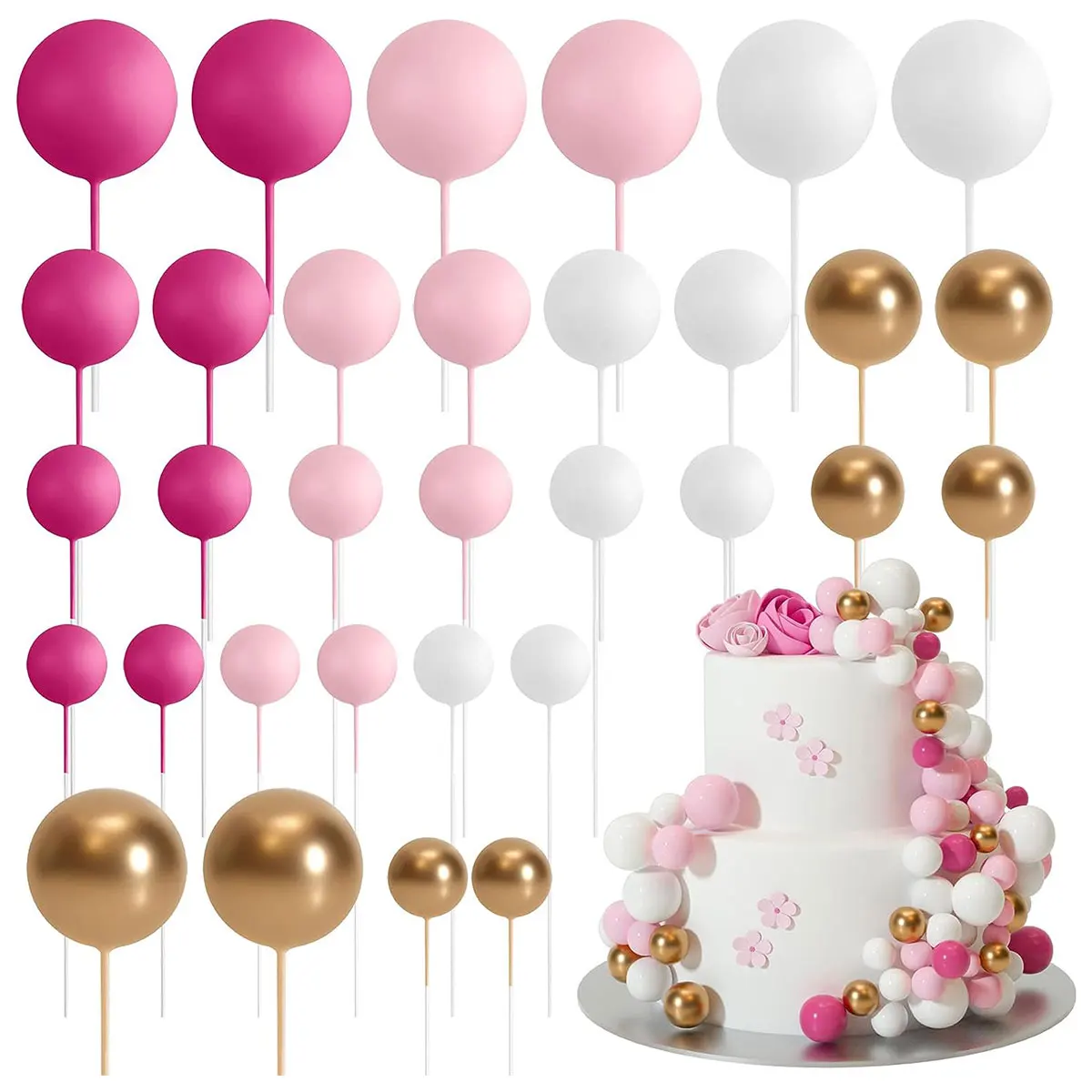 32-Pcs-Ball-Cake-Topper-Decorations-Cake-Picks-Balls-Cake-Decorations ...