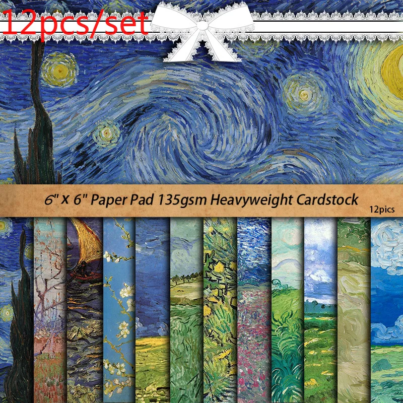 Craft-Paper-Van-Gogh-Landscape-Painting-Scrapbooking-Material ...