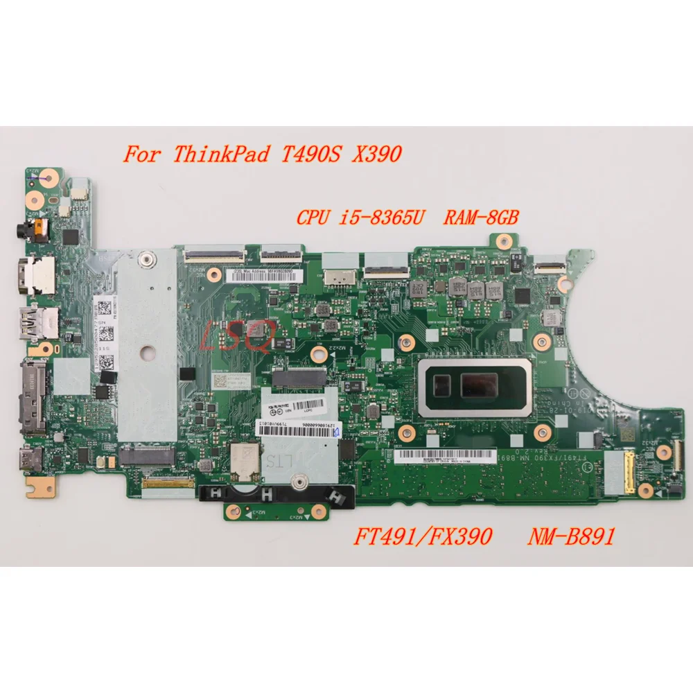 For-Lenovo-ThinkPad-T490S-X390-laptop-motherboard-CPU-i5-8365U-RAM-8GB ...