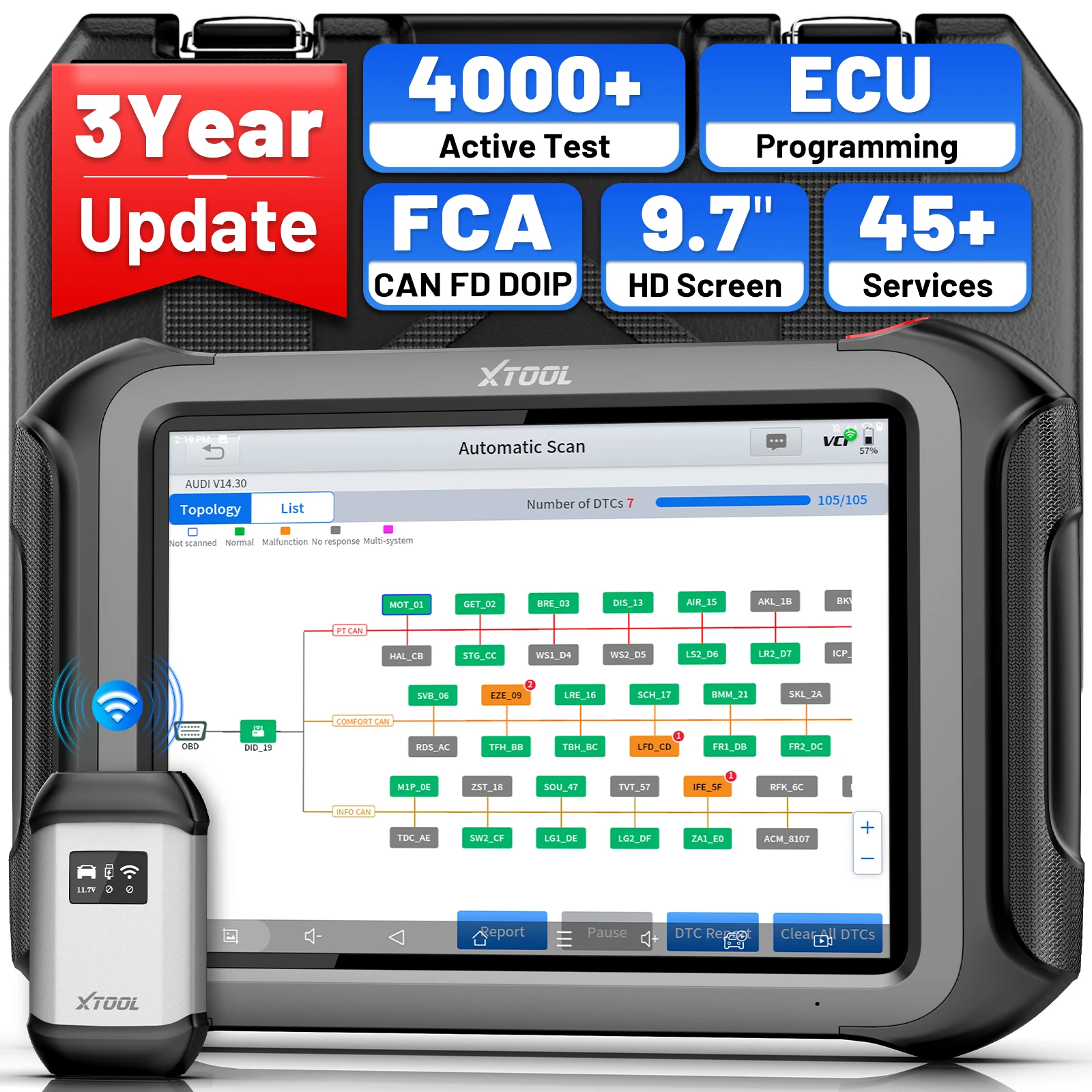 XTOOL D9S PRO Car Diagnostic Tools ECU Programming Coding 45+ Services ...