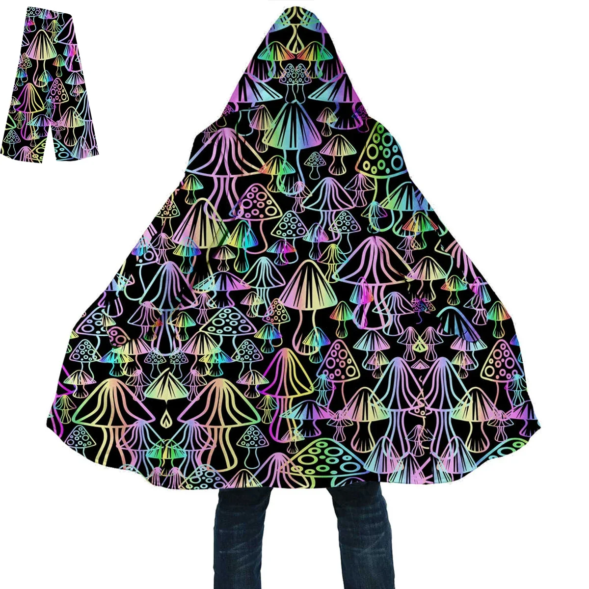 Trippy-Psychedelic-Mushroom-Fungus-Weeds-Thick-Warm-Hooded-Cloak-Men ...