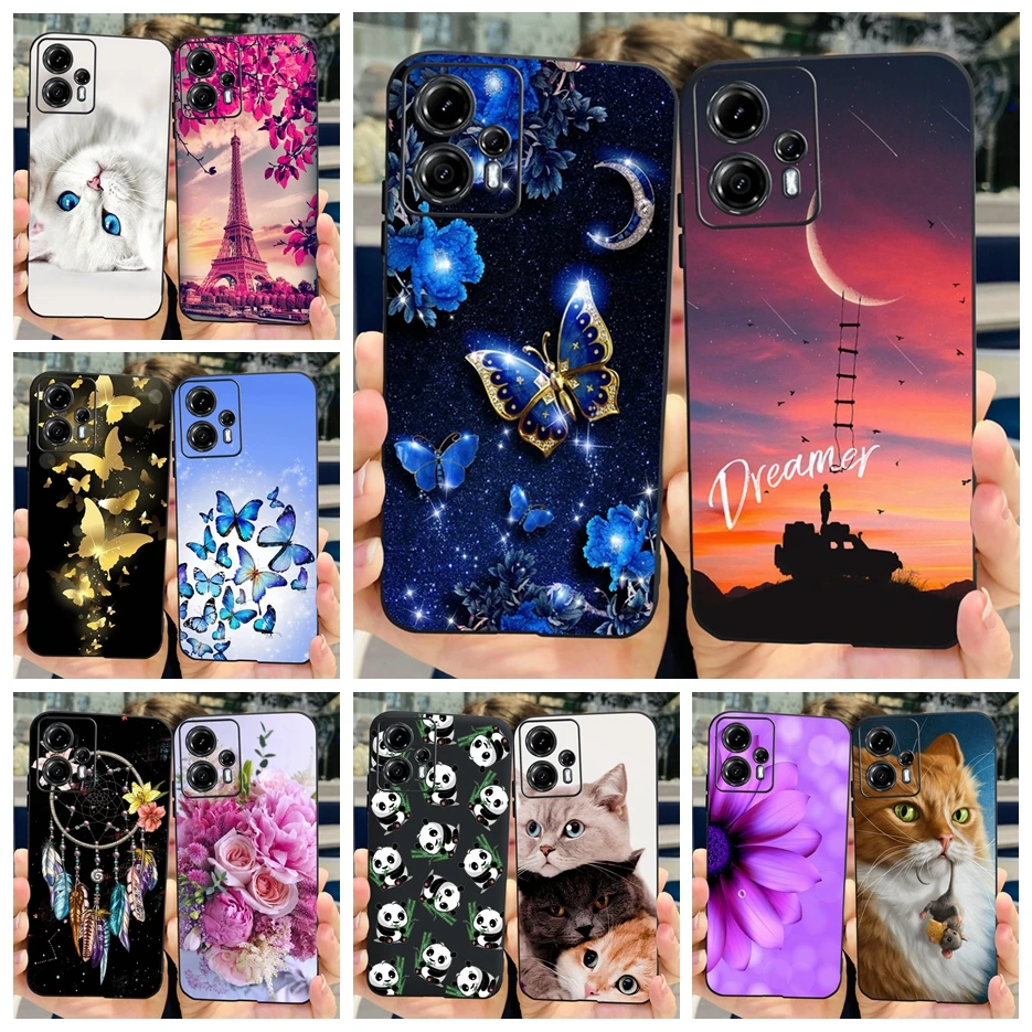 For Motorola Moto G13 G23 G53 G73 Case Stylish Cat Butterfly Soft Slim ...
