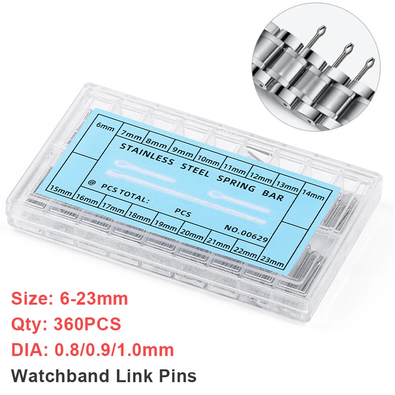 360pcs-6-23mm-Stainless-Steel-Watch-Band-Link-Pins-Watch-Bracelet-Strap ...