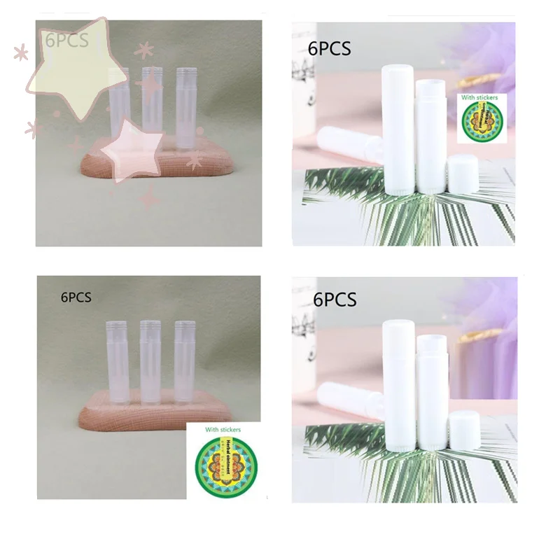 6 Pieces 5g Round Direct Hot Filling Lipstick Tube Lip Balm Container ...