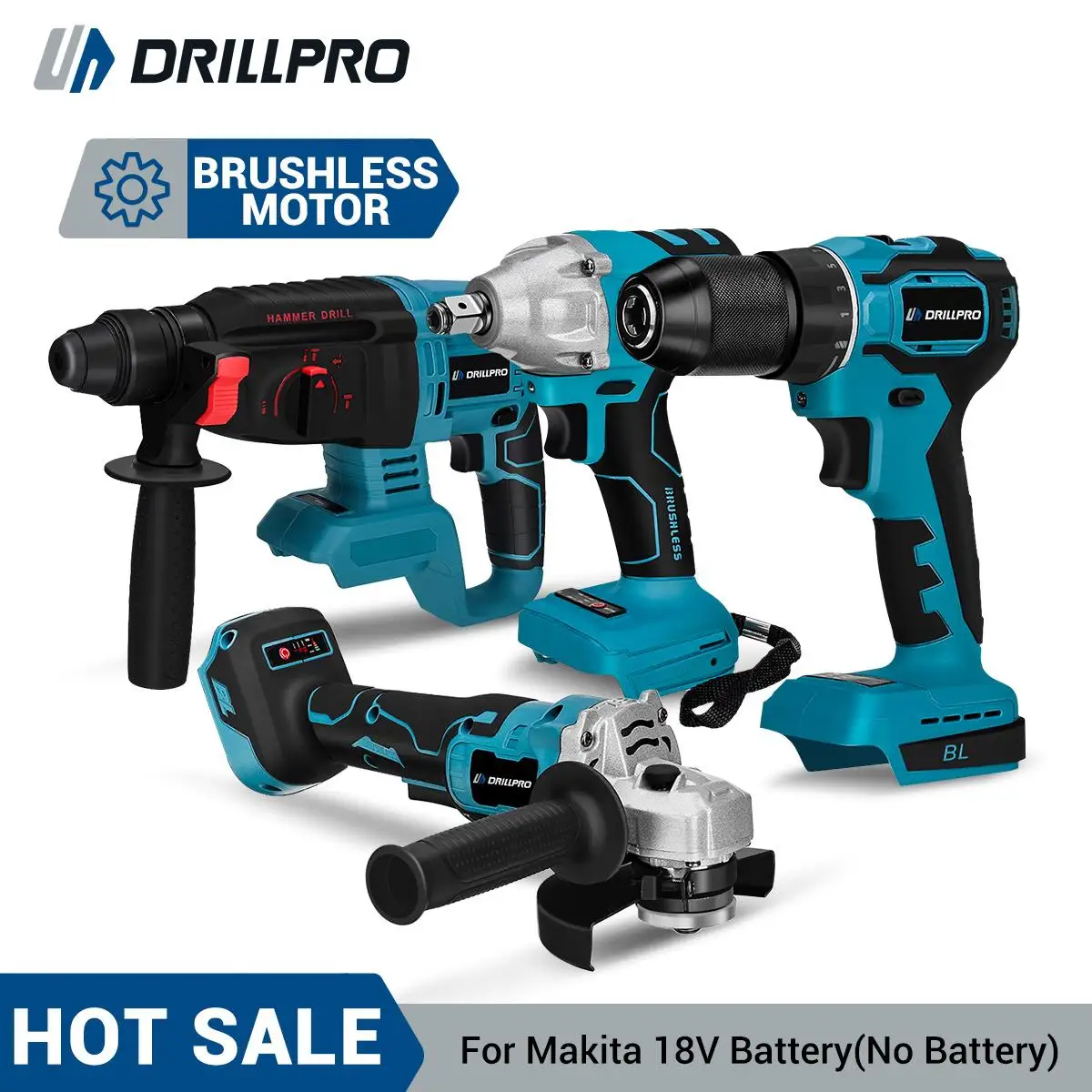 Drillpro-Brushless-Kit-de-Ferramentas-El-trica-Chave-El-trica-125mm-Angle-Grinder-13mm-Furadeira ...