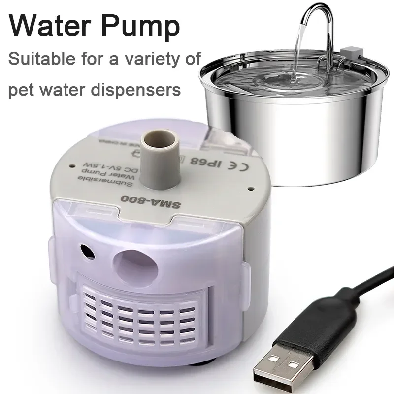 Pet-Fountain-Motor-Submersible-Pump-Cat-Water-Drinker-SMA-800-USB-Water ...