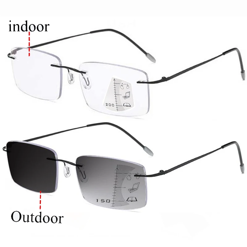 Memory Titanium Photochromic Reading Glasses Men's Smart Progressive ...