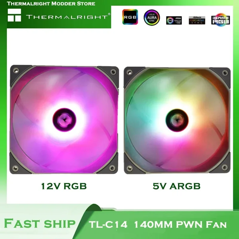 Thermalright 14cm PWM Fan 12V/5V RGB Computer Case Cooling 1500 RPM 74. ...