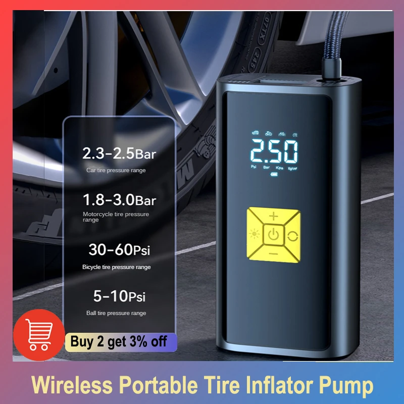Air Compressor Portable 6000mah 150psi Car Air Pump Tire Air Injector ...