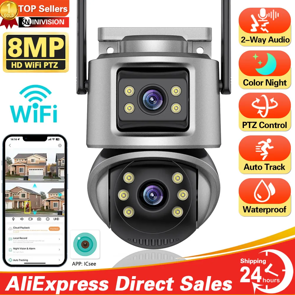 4K-8MP-HD-Wifi-PTZ-Camera-Outdoor-4MP-Dual-Lens-Dual-Screen-AI-Auto ...