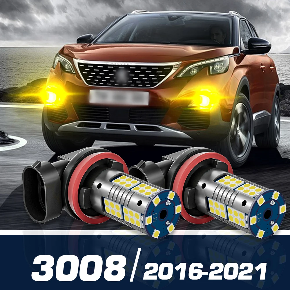 2pcs LED Fog Light Canbus Accessories For Peugeot 3008 SUV 2016 2017 2018 2019 2020 2021 ...