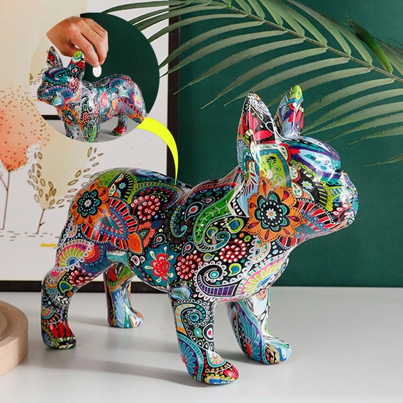 Graffiti Animal Ceramic Colorful Bulldog Sculpture Ornament Creative ...