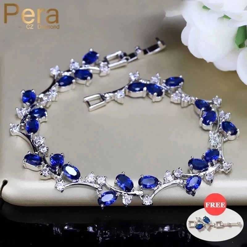 Pera-Natural-Royal-Women-Jewelry-Silver-Color-Dark-Blue-CZ-Crystal-Leaf ...