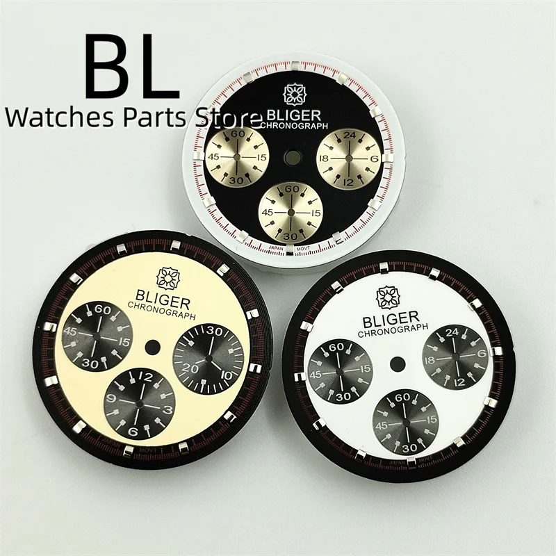 BLIGER 30mm/31.5mm Watch Dial White Black Chronograph Multifunction ...