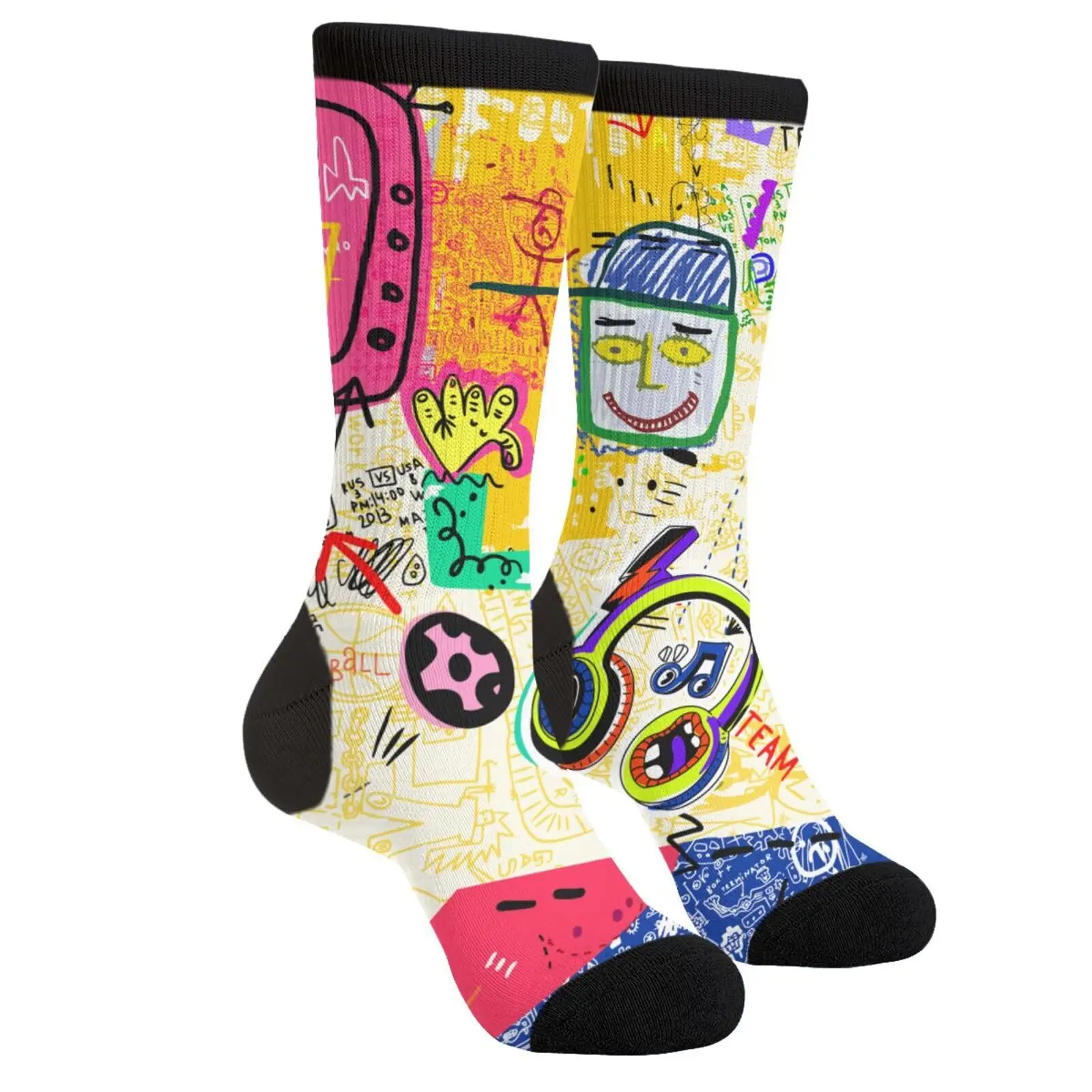 Colorful Graffiti Novelty Crew Socks Casual Crazy Funny Dress Socks For ...