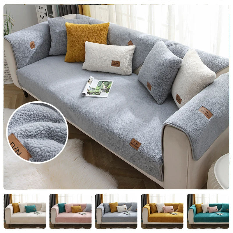Lamb Wool Sofa Covers Living | Thickening Sofa Cover Towel | Sofa Towel ...