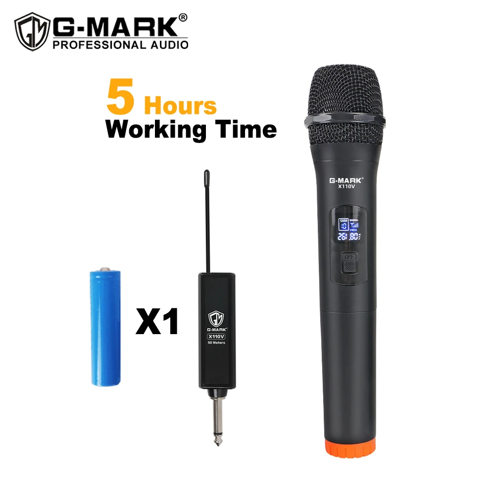Microphone-G-MARK-X110V-Wireless-Karaoke-Mic-Rechargeable-Lithium ...