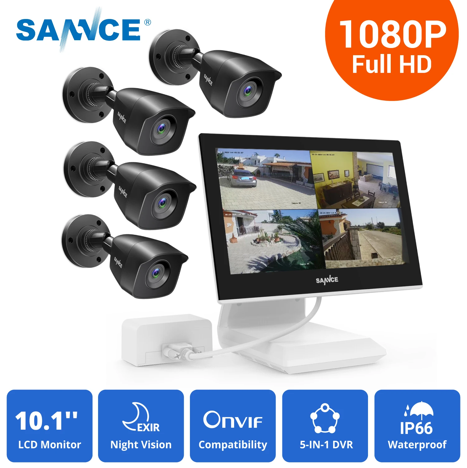 Sannce Fhd 1080p Cctv Camera System 5 In 1 4ch Video Surveillance Dvr ...