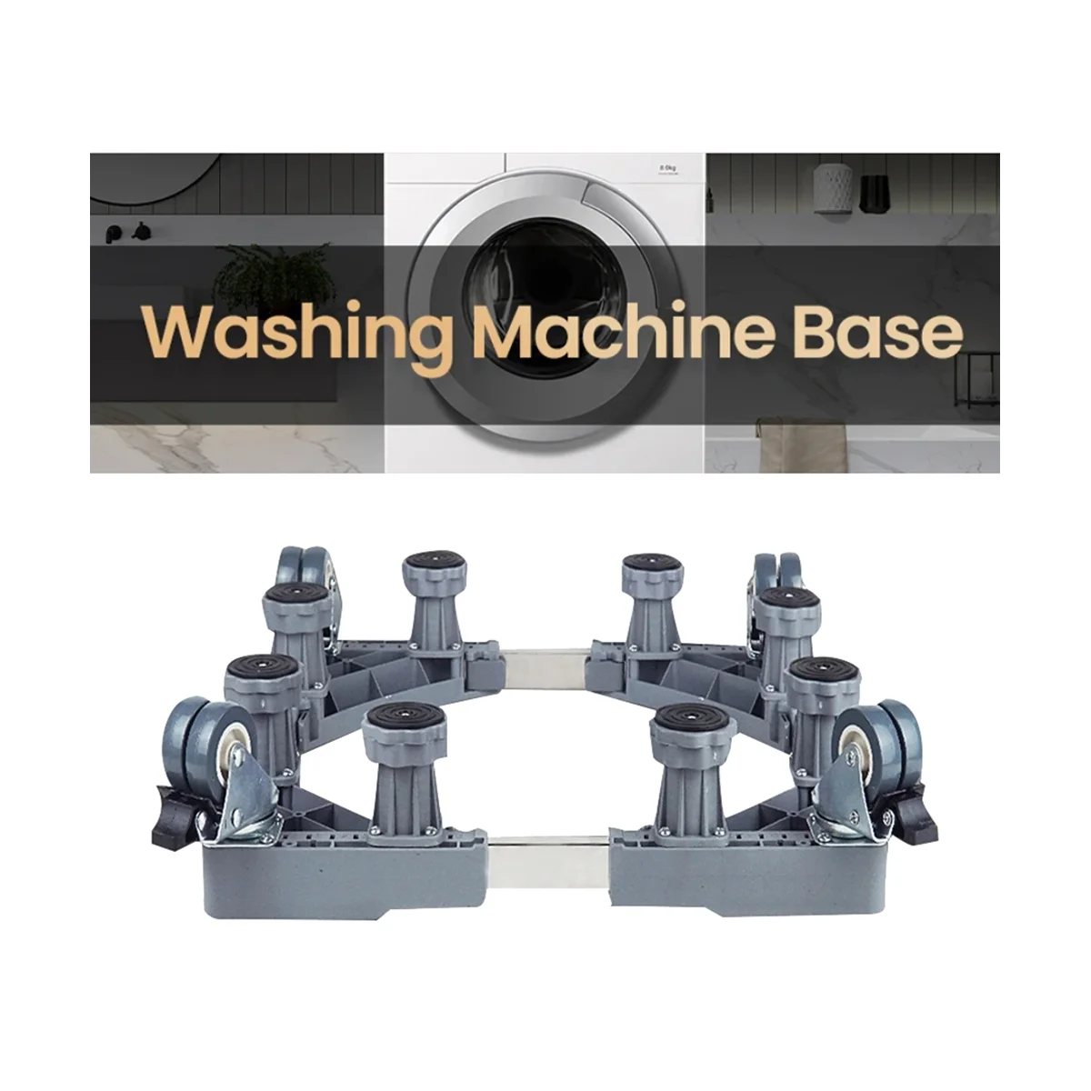 Washing-Machine-Stand-Adjustable-Anti-Vibrator-Laundry-Base-4-Wheel ...