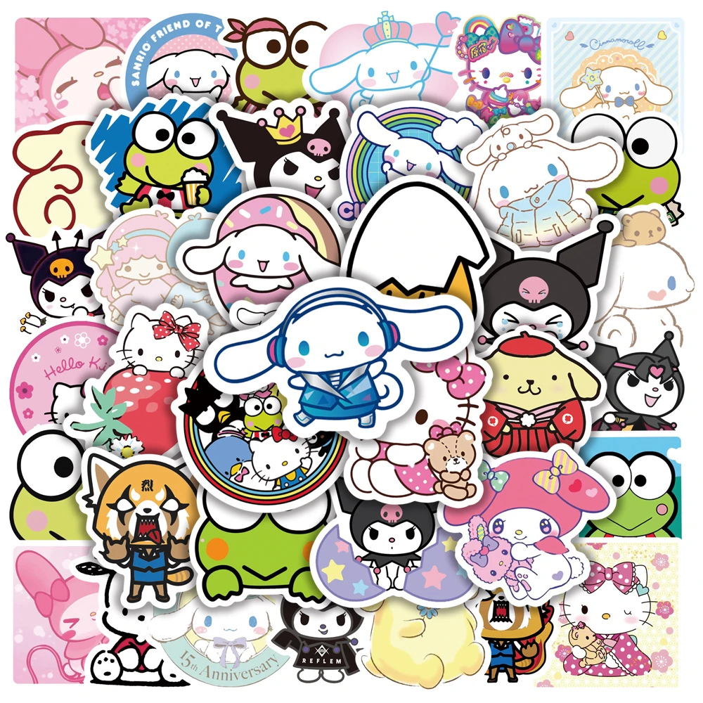 Sanrio Cinnamon Hello Kitty Kuromi Stickers For Car Laptop Phone ...