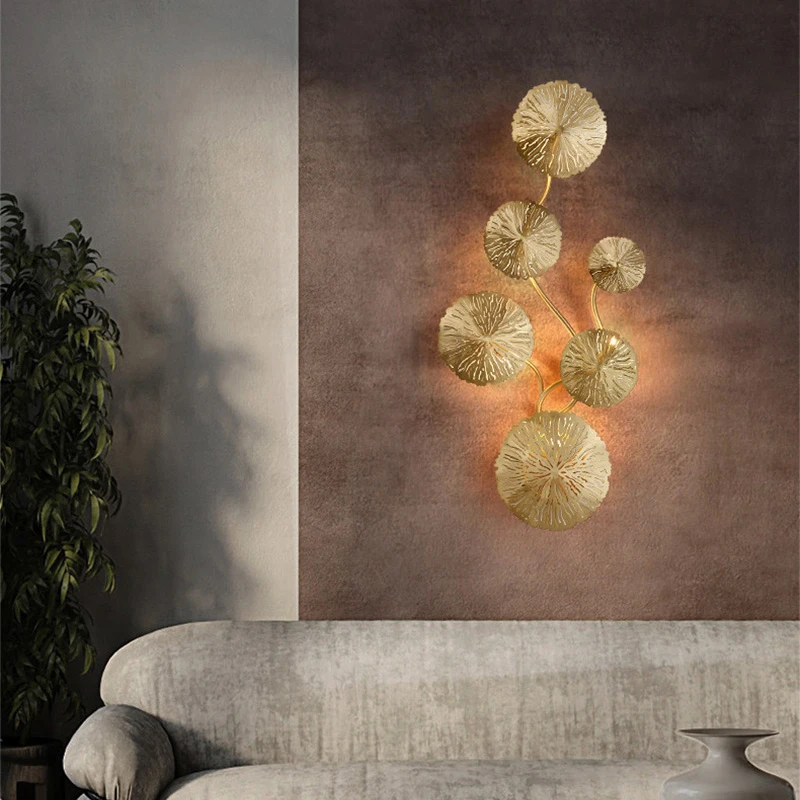 Gold Lotus Leaf Wall Lamp Nordic LED Wall Light Light Luxury Wall ...