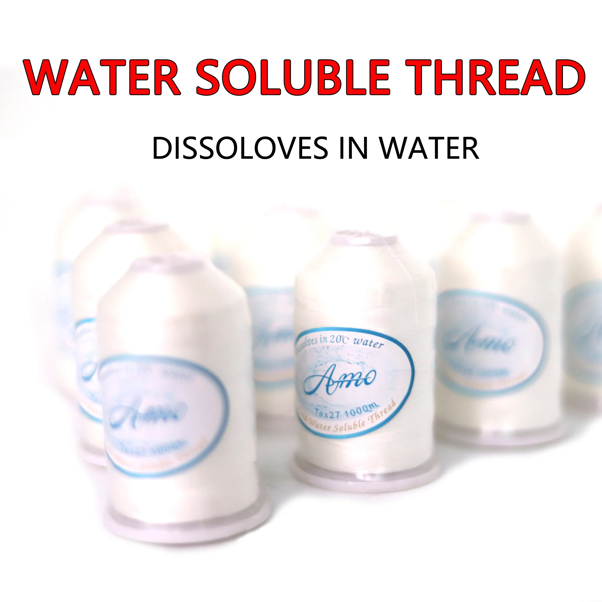 1000m Tex27 Long White Color Water Soluble Sewing Thread 20c Wash Away ...