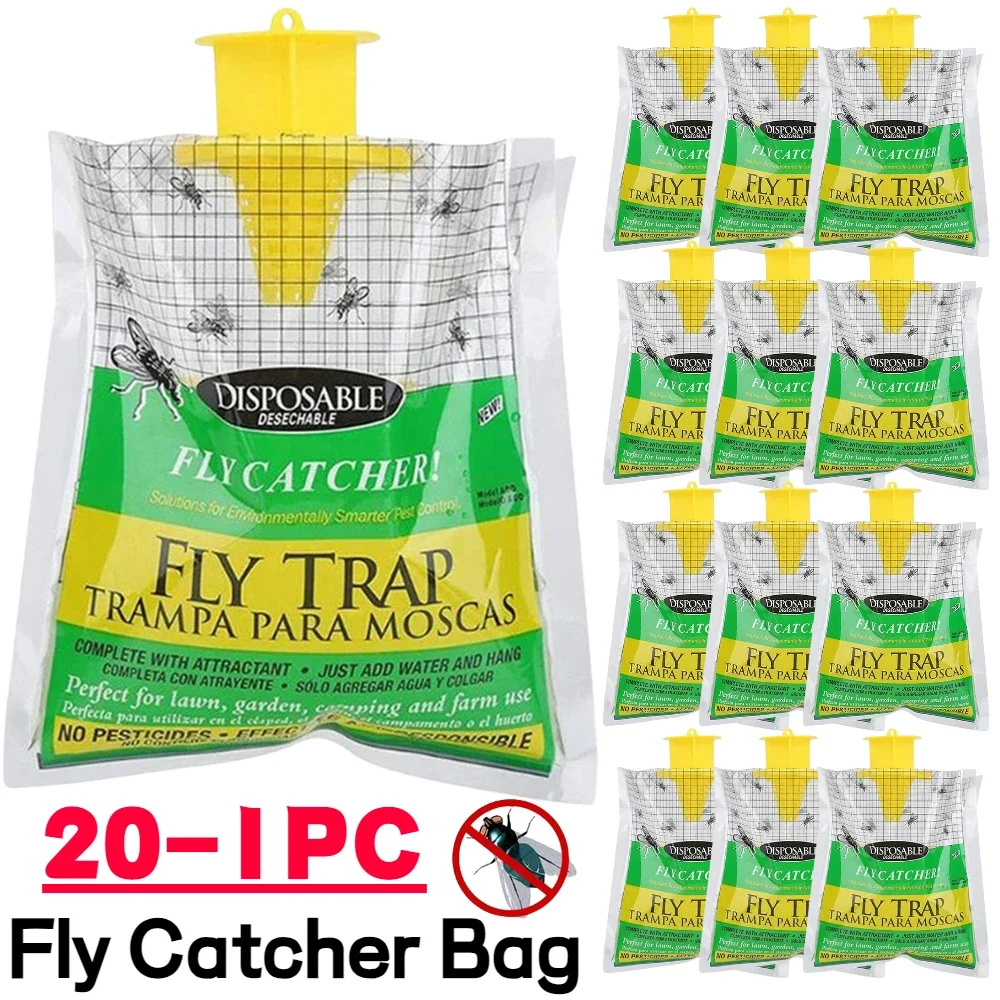 20-1PC Hanging Fly Catcher Bag Outdoor Fly Trap Non-toxic Disposable ...