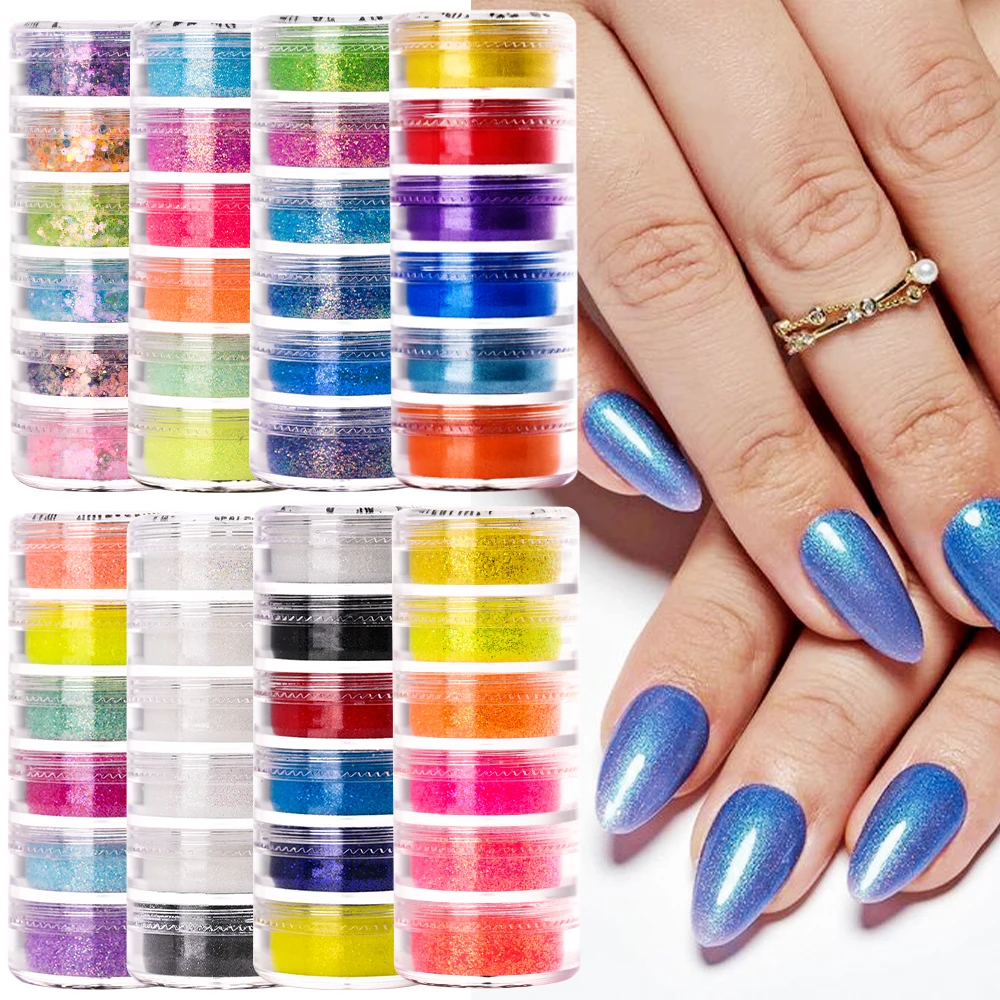6-Colors-Set-Neon-Pigment-for-Nails-Holographic-Nails-Glitter-Powder ...