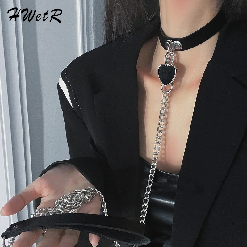 Gothic-PU-Leather-Collar-Chain-para-mulheres-colar-gargantilha-pingente-sexy-acess-rios-cosplay ...