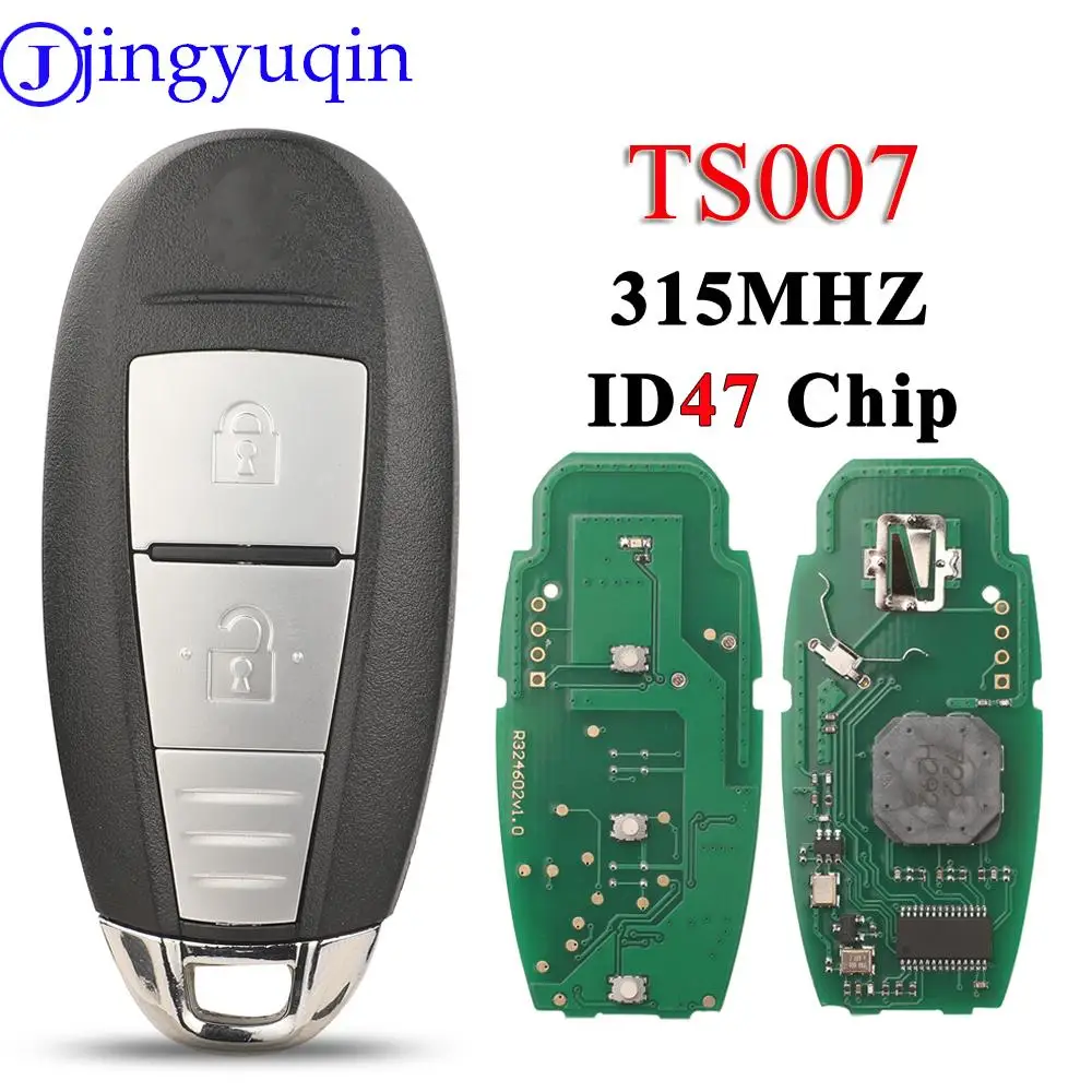 jingyuqin-2Buttons-TS007-Smart-Remote-Car-Key-Fob-315MHz-ID47-Chip-For ...
