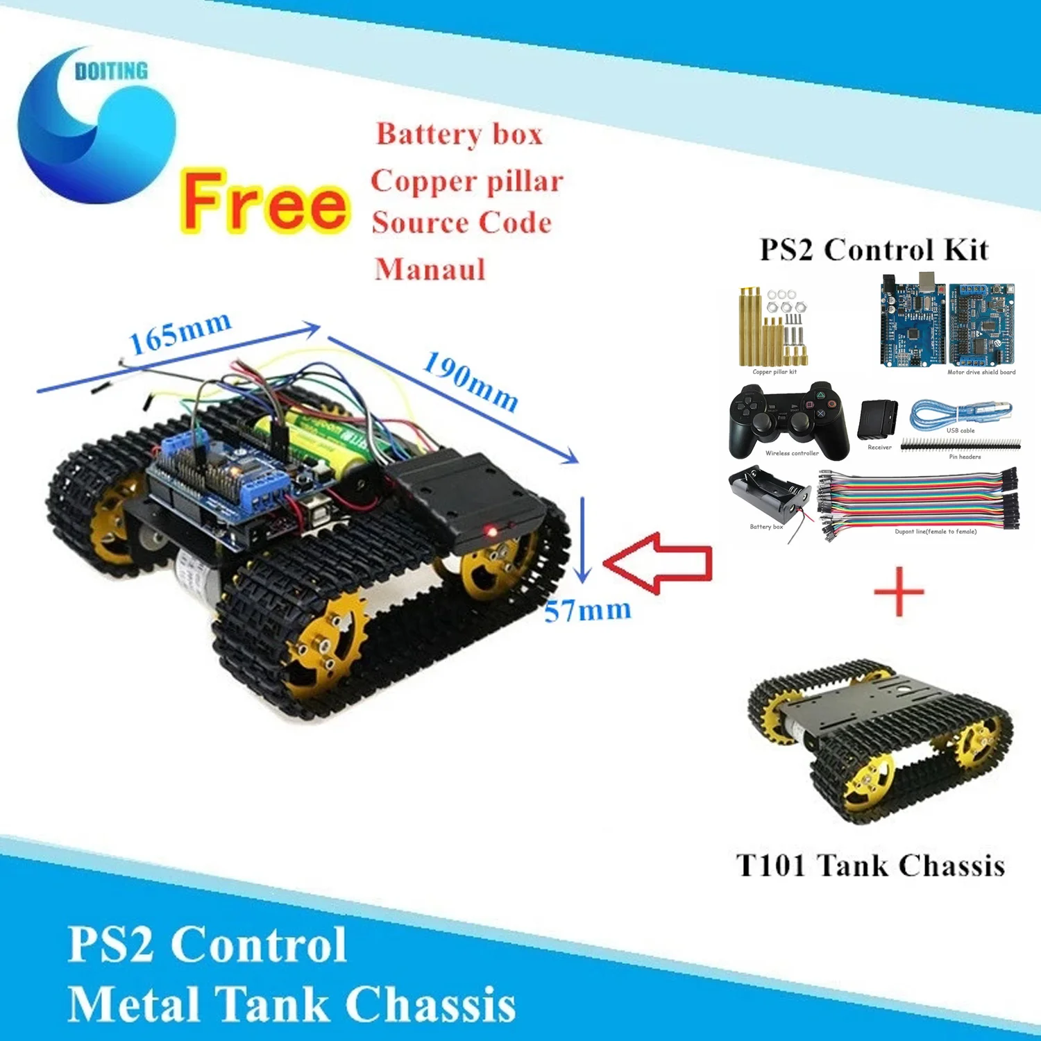 Joystick-Control-Handle-Smart-Robot-Tank-Chassis-for-PS2-with-Dual-DC ...