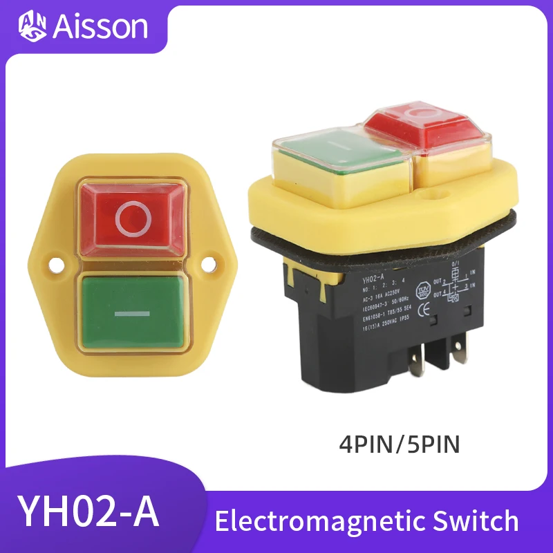 YH02 A Electromagnetic Switch 110V 220V 4PIN 5PIN 15A Starter Push ...